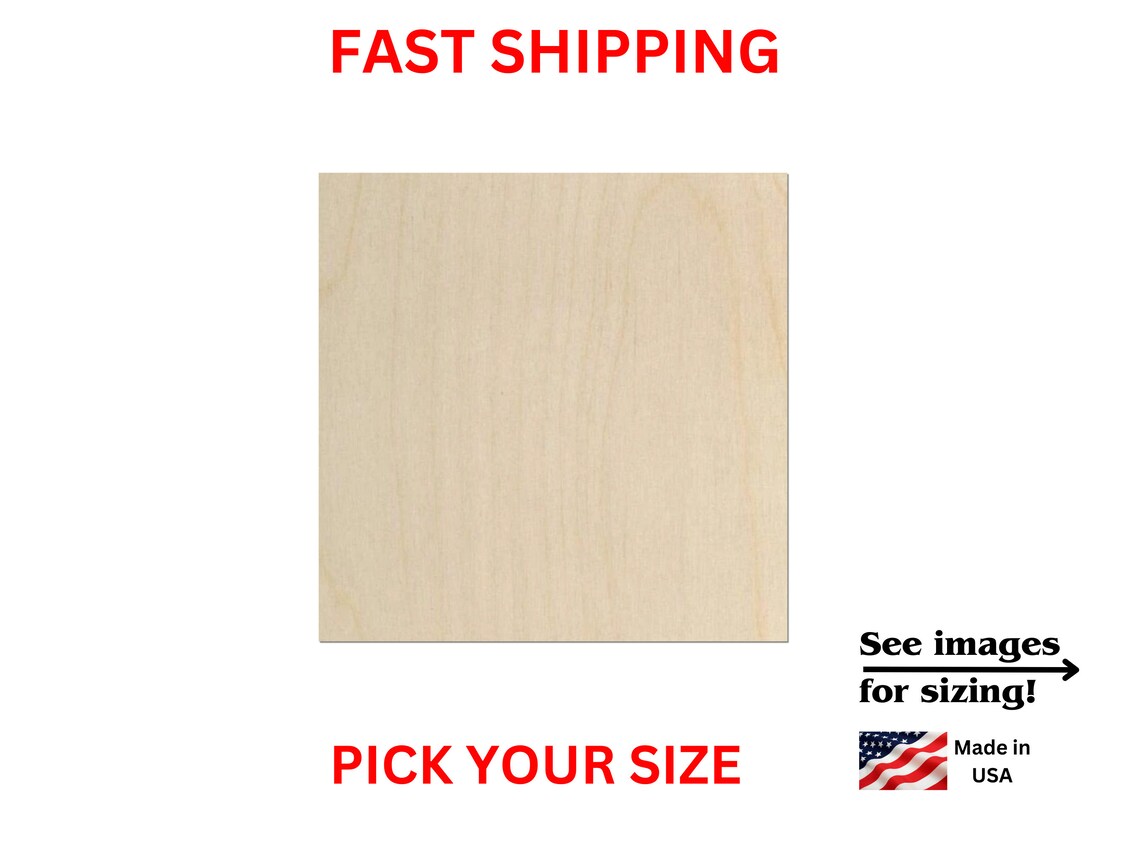 Unfinished Wooden Square Shape | Square Blank Cutout | Craft Supplies ...