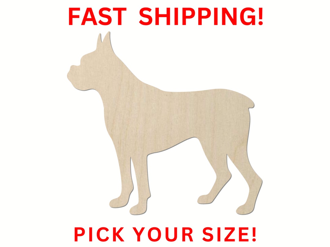 Unfinished Wooden Boxer Shape | Boxer Dog Cutout | Craft Supplies ...