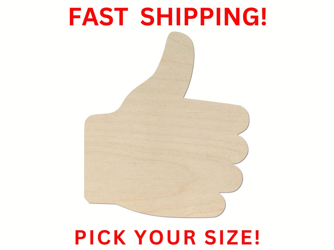 Unfinished Wooden Thumbs up Shape | Hand Outline Blank Cutout | Craft ...