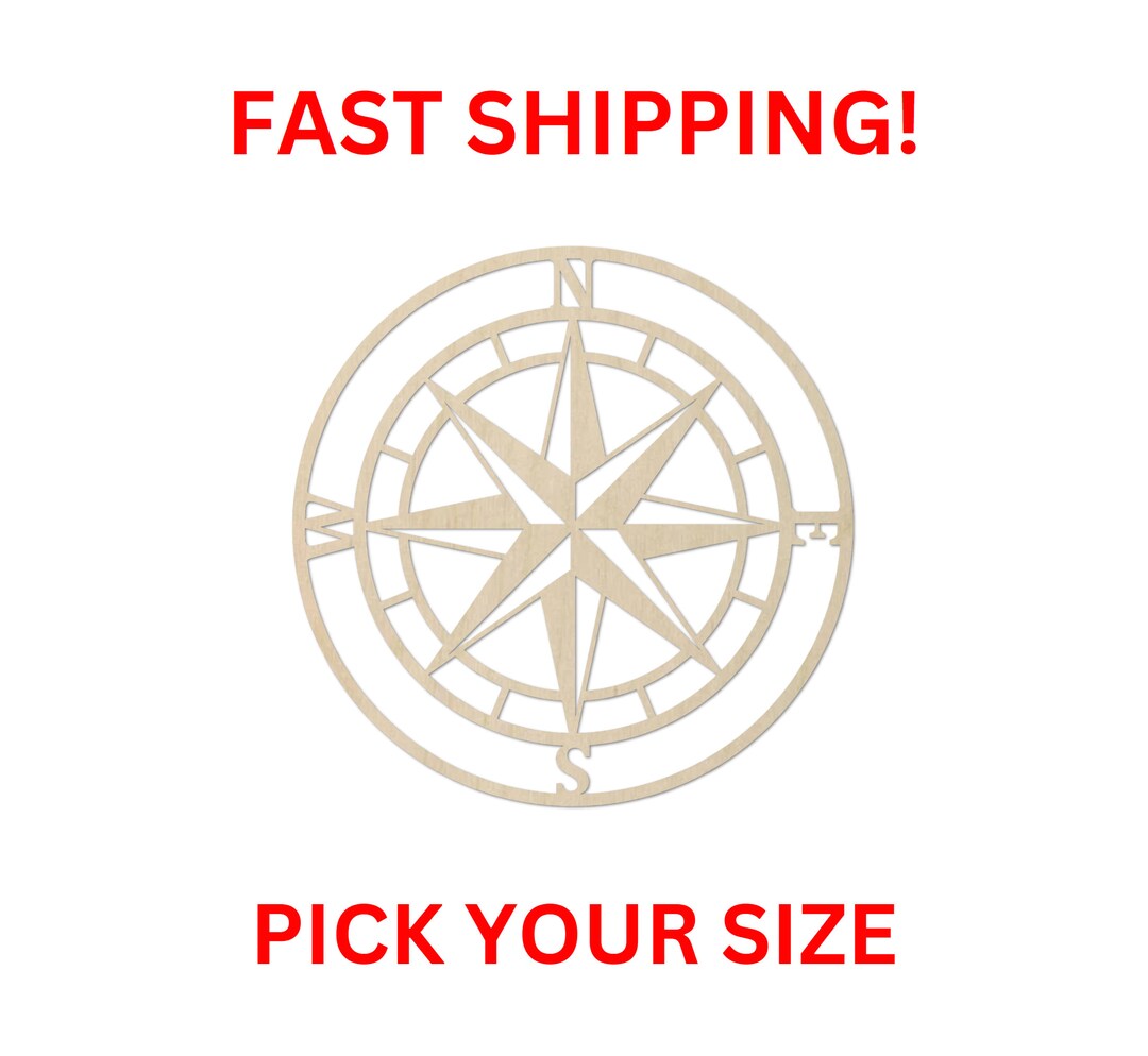 Unfinished Wooden Compass Star Shape Compass Rose Craft Supplies Laser ...
