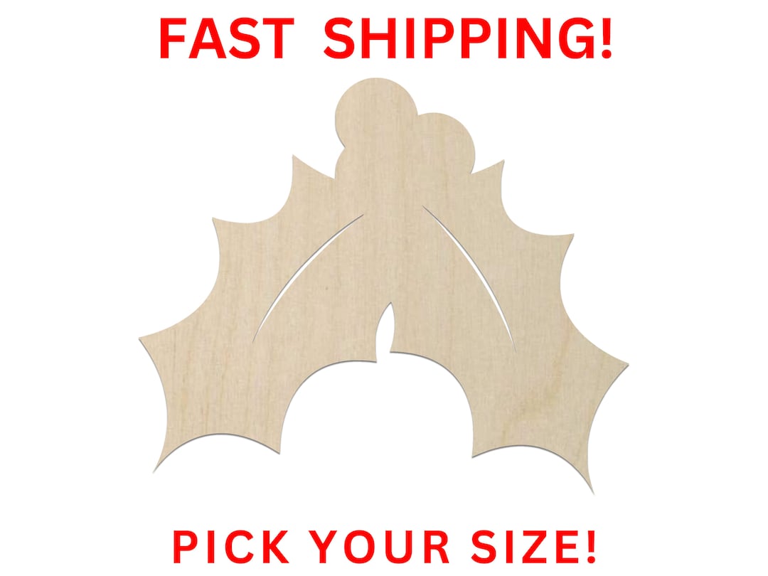 Unfinished Wooden Holly Berries Shape | Christmas Holly Cutout Shape ...
