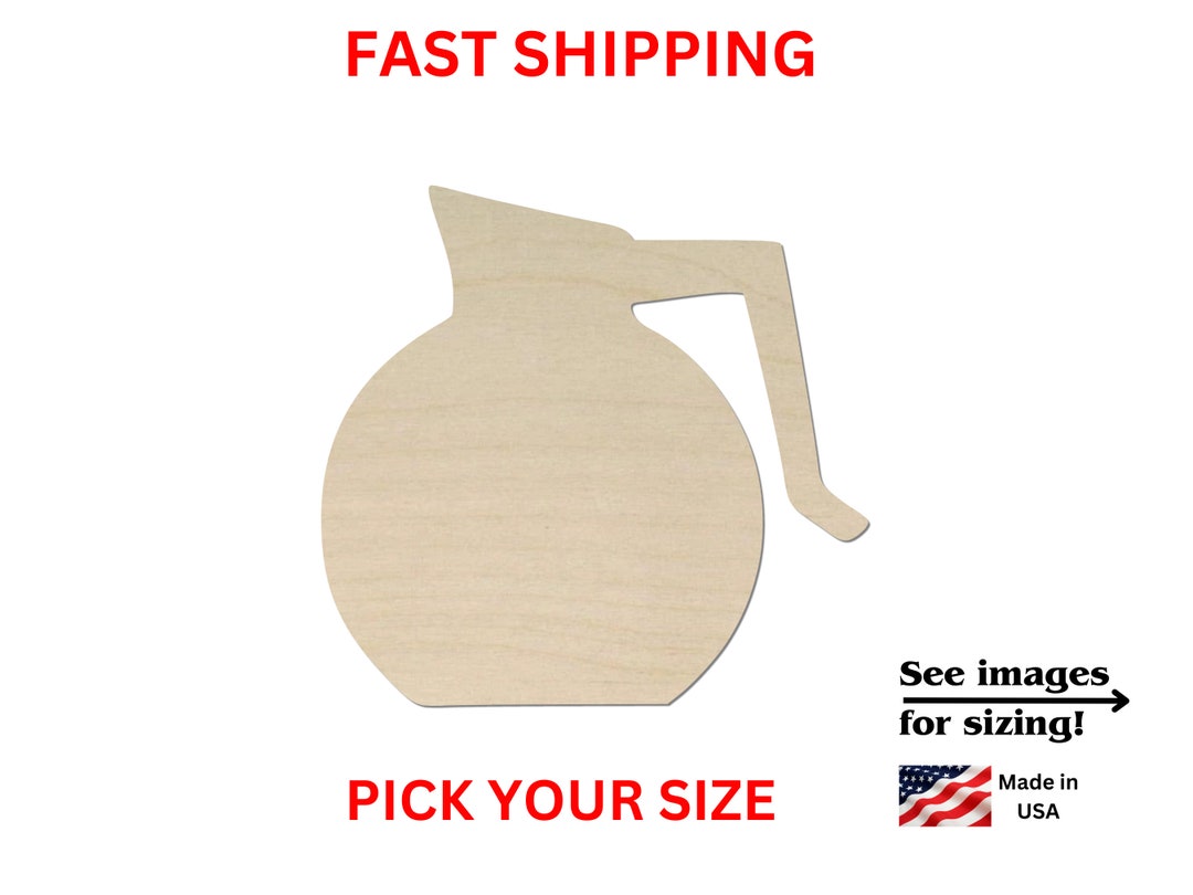 Unfinished Wooden Coffee Pot Shape | Coffee Carafe Shape | Craft ...
