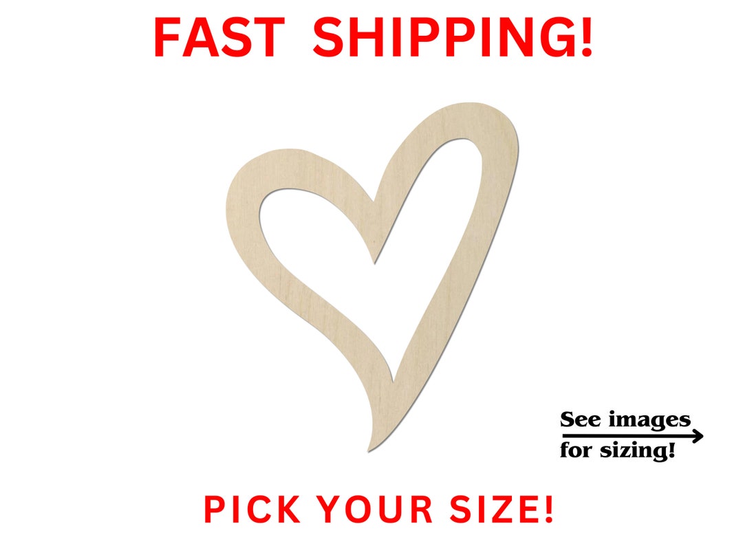Unfinished Wooden Heart Shape 02 | Primitive Heart | Heart Blank Cutout ...