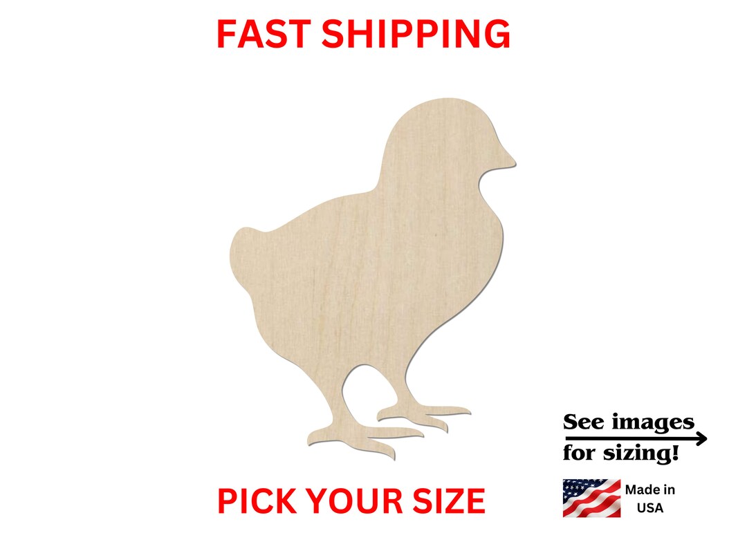 Unfinished Wooden Baby Chicken Shape | Wood Baby Chick Cutout Shape ...