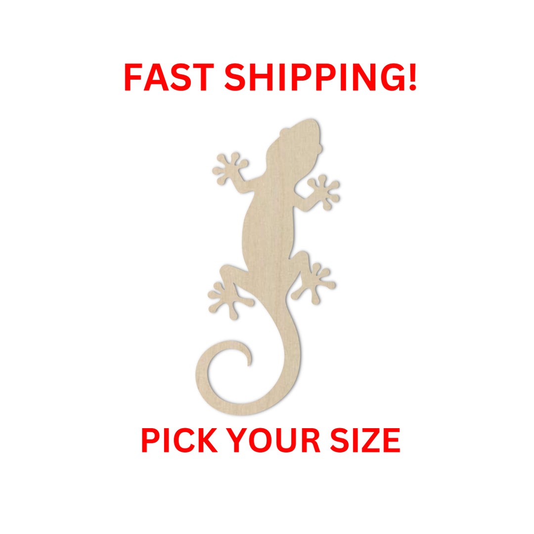 Unfinished Wooden Gecko Shape | DIY Crafting Supplies | Gecko Cutouts ...