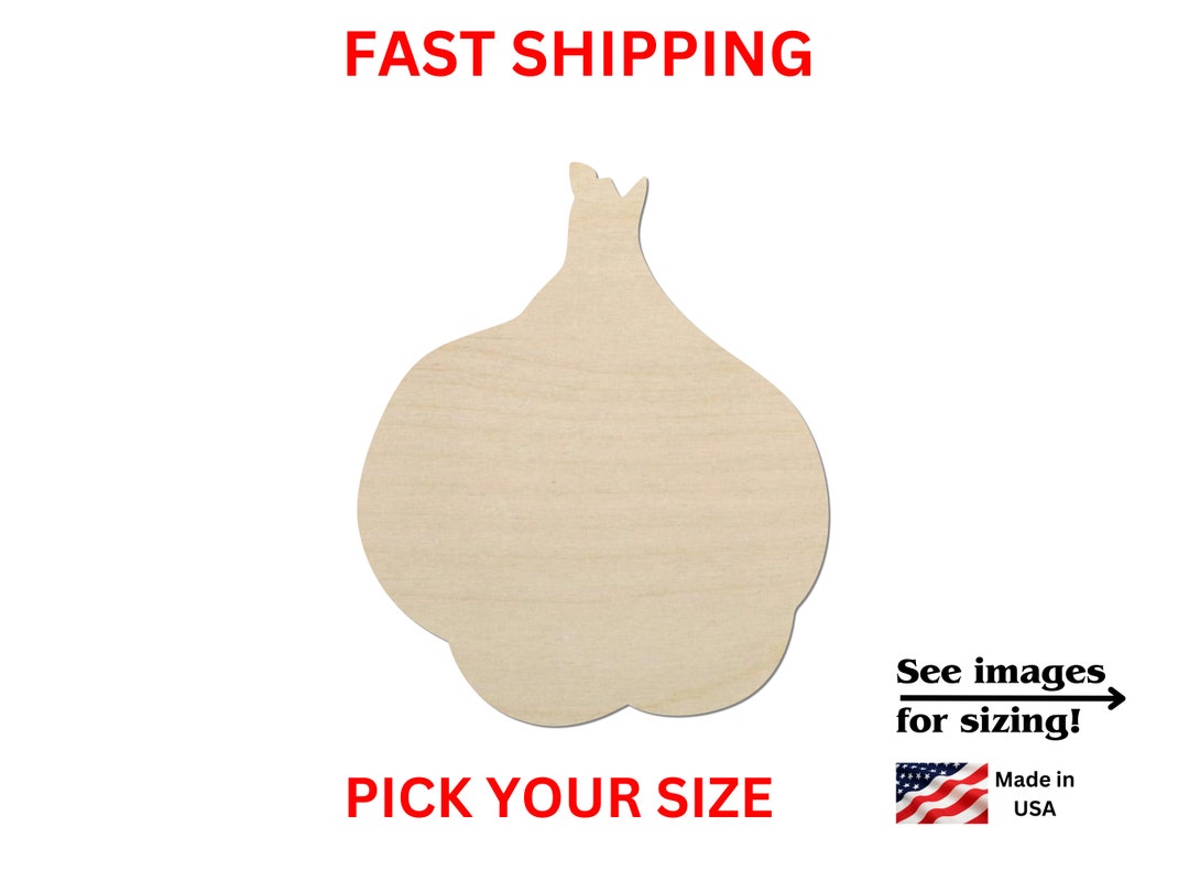 Unfinished Wooden Garlic Shape | Garlic Spice Cutout | Craft Supplies ...