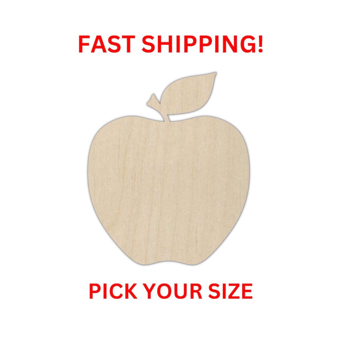 Unfinished Wooden Apple Shape 01 Unfinished Wooden Apple Teacher Cutout ...