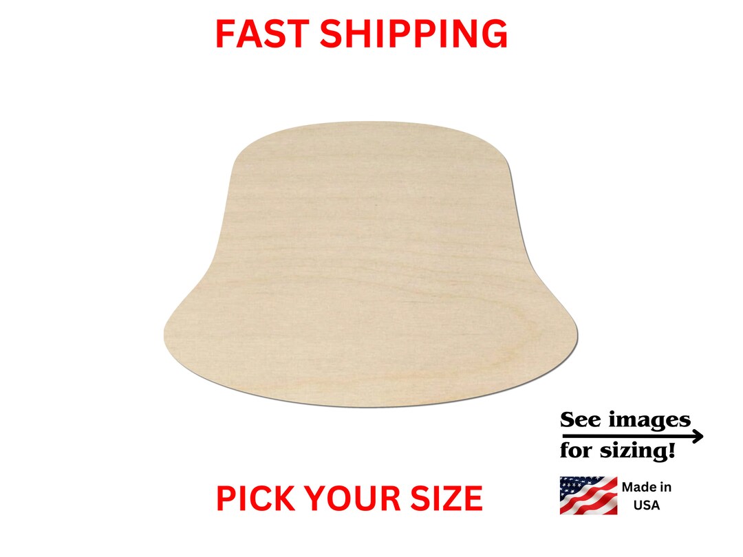 Bucket Hat - Laser Cut Unfinished Wood Cutout Craft Shapes - Etsy