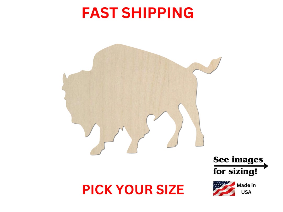 Unfinished Wooden Bison Shape | Bison Wood Cutout Shape | Laser Cut ...