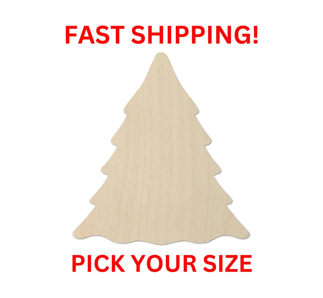 Unfinished Wooden Christmas Tree Shape 06 | Wood Blank | Pine Tree Wood Cutout Shape | Laser Cut ...