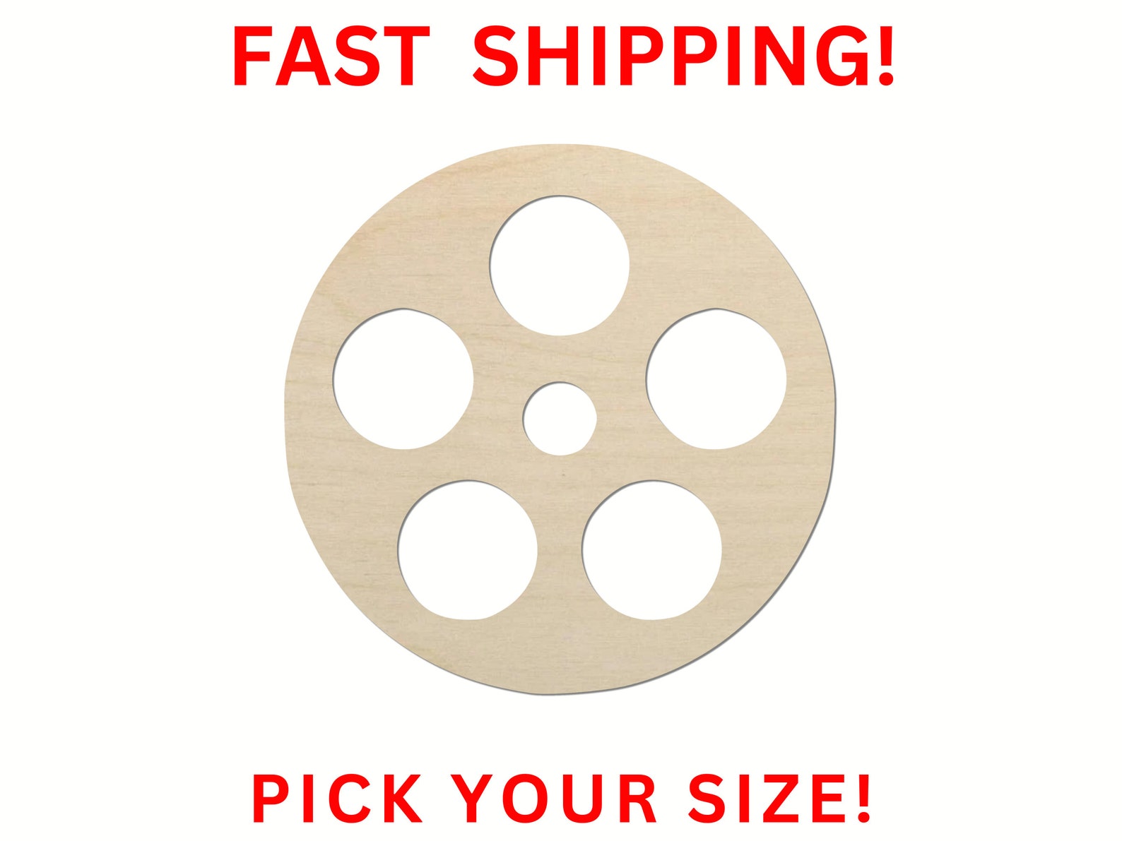 Unfinished Wooden Movie Film Reel Shape | Movie Reel Cutout | Craft ...