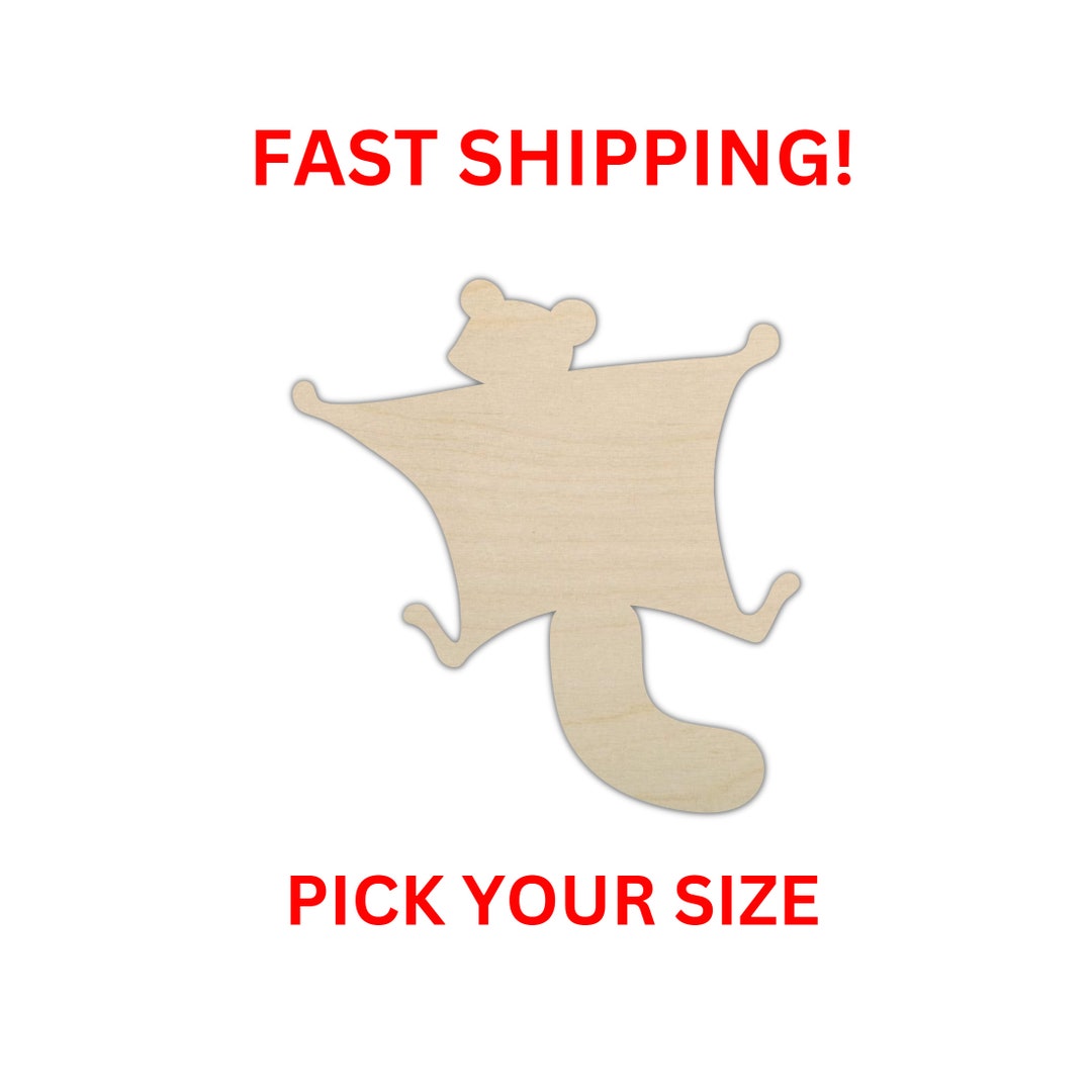 Unfinished Wooden Flying Squirrel Shape | Flying Squirrel Wood Cutout ...
