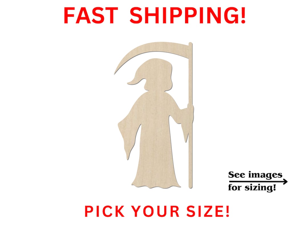 Unfinished Wooden Grim Reaper Shape Halloween Cutout DIY Craft Crafting ...