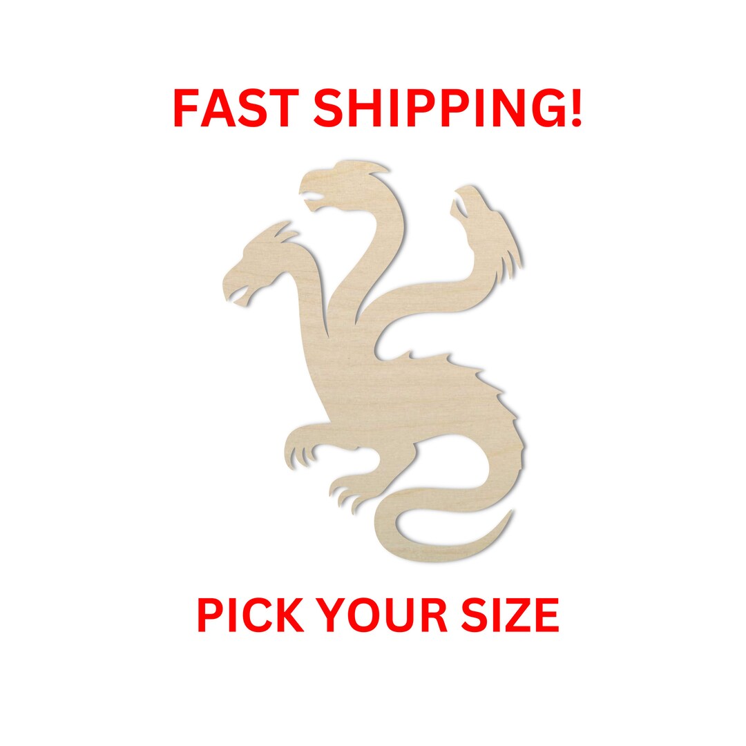 Unfinished Wooden Hydra Dragon Shape Mythical Cutout Hydra Dragon ...