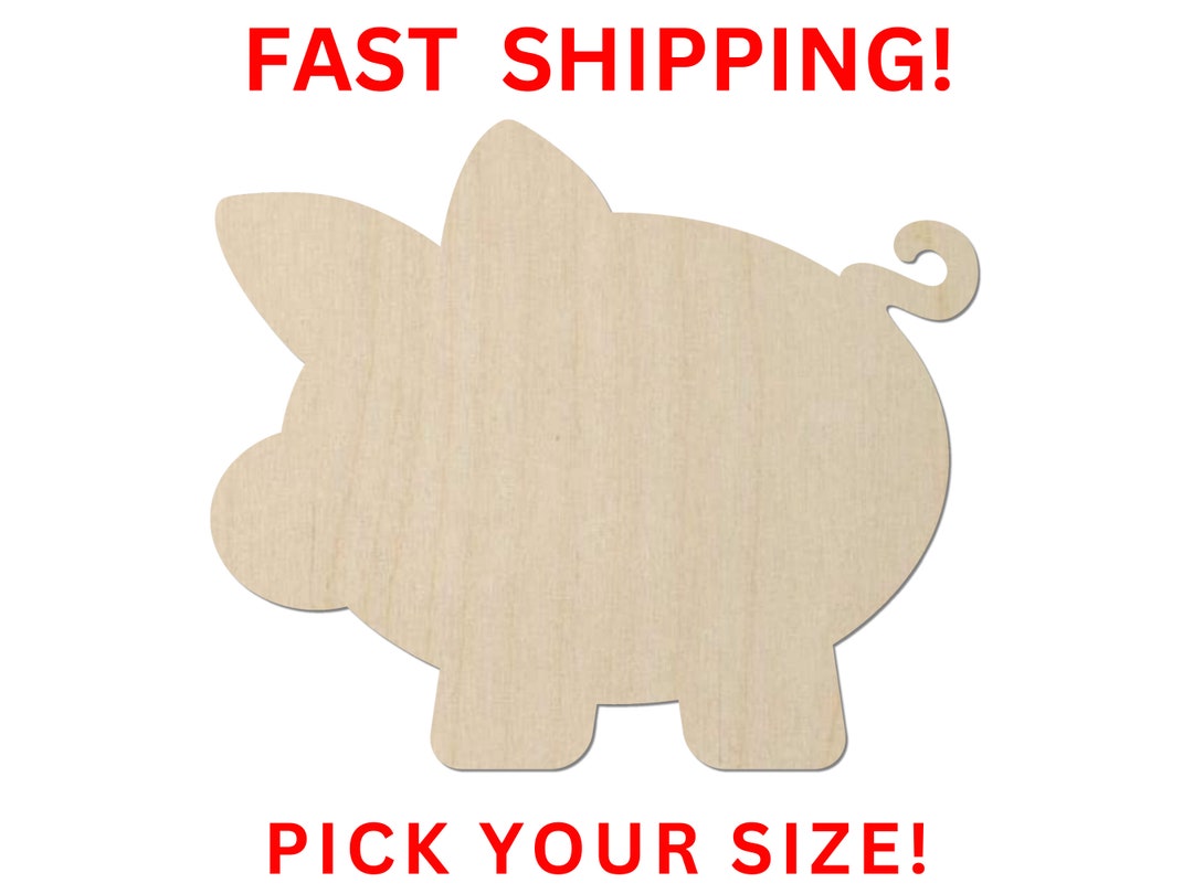 Unfinished Wooden Pig Shape | Coin Bank Shape | Craft Supplies | Wooden ...