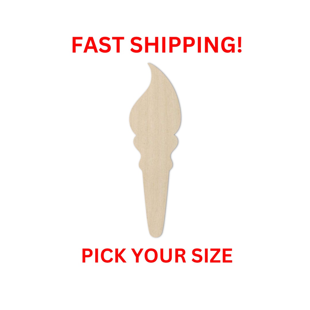 Unfinished Wooden Torch Shape | Torch Blank Cutout | Craft Supplies ...