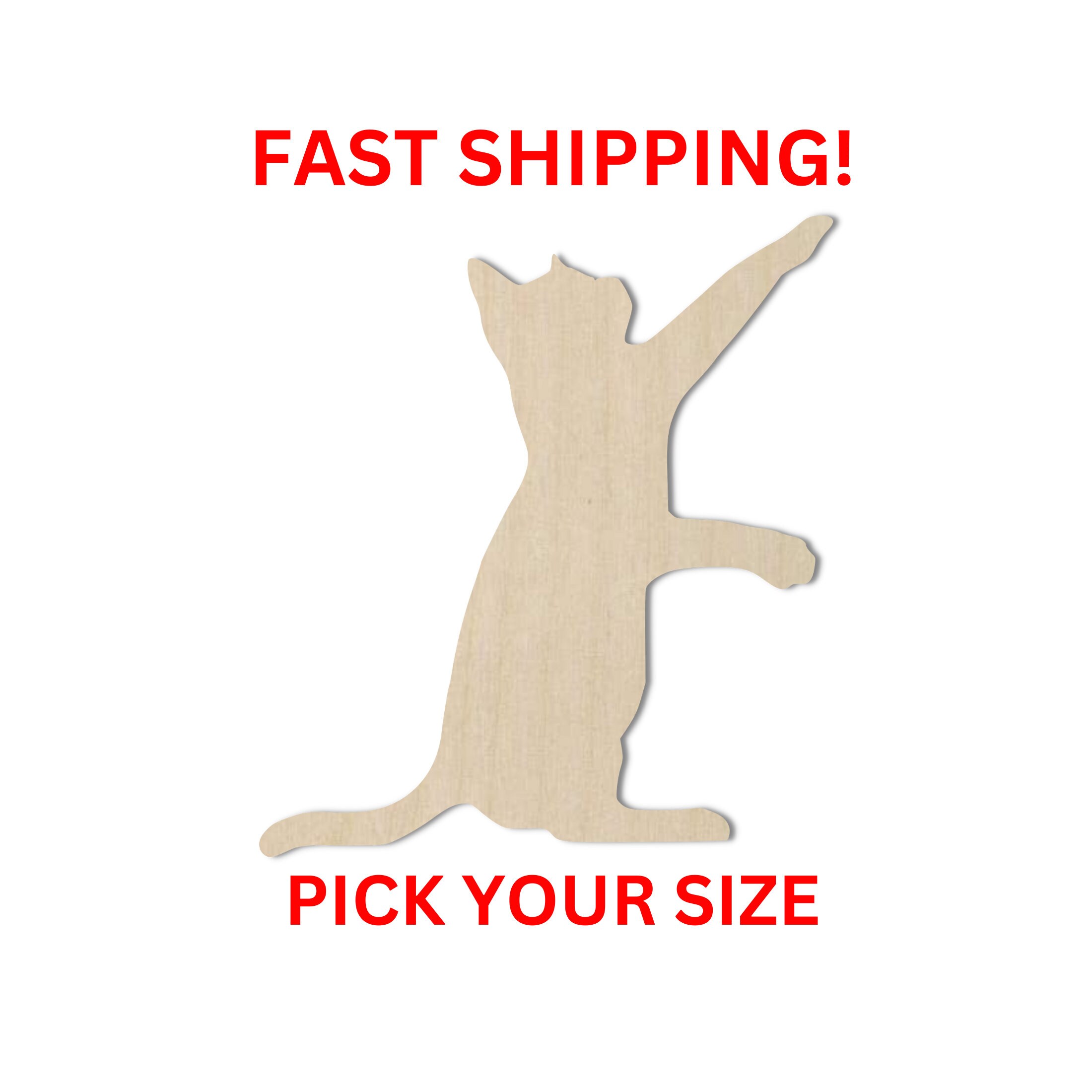 Unfinished Wooden Playful Cat Reaching Cat Blank Cutout - Etsy
