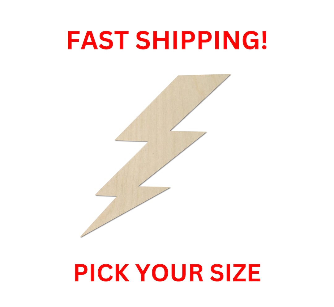Unfinished Wooden Lightning Bolt Shape | Unfinished Wood Cutout Shape ...