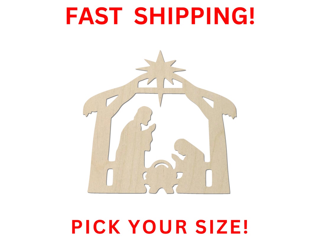 Unfinished Wooden Nativity Shape | Nativity Scene Wood Cutout Shape ...