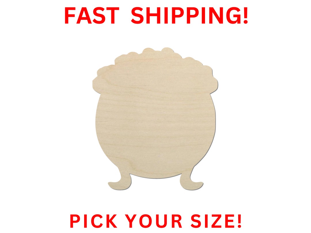 Unfinished Wooden Witch Cauldron Shape 03 | Iron Pot Wood Cutout Shape ...