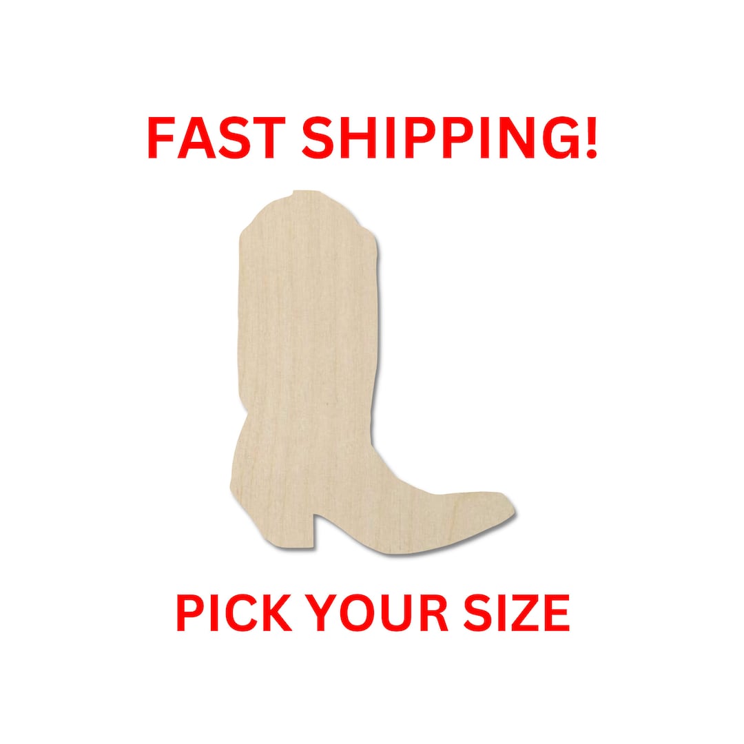 Unfinished Wooden Cowboy Boot Shape | Boot Blank Cutout | Craft ...