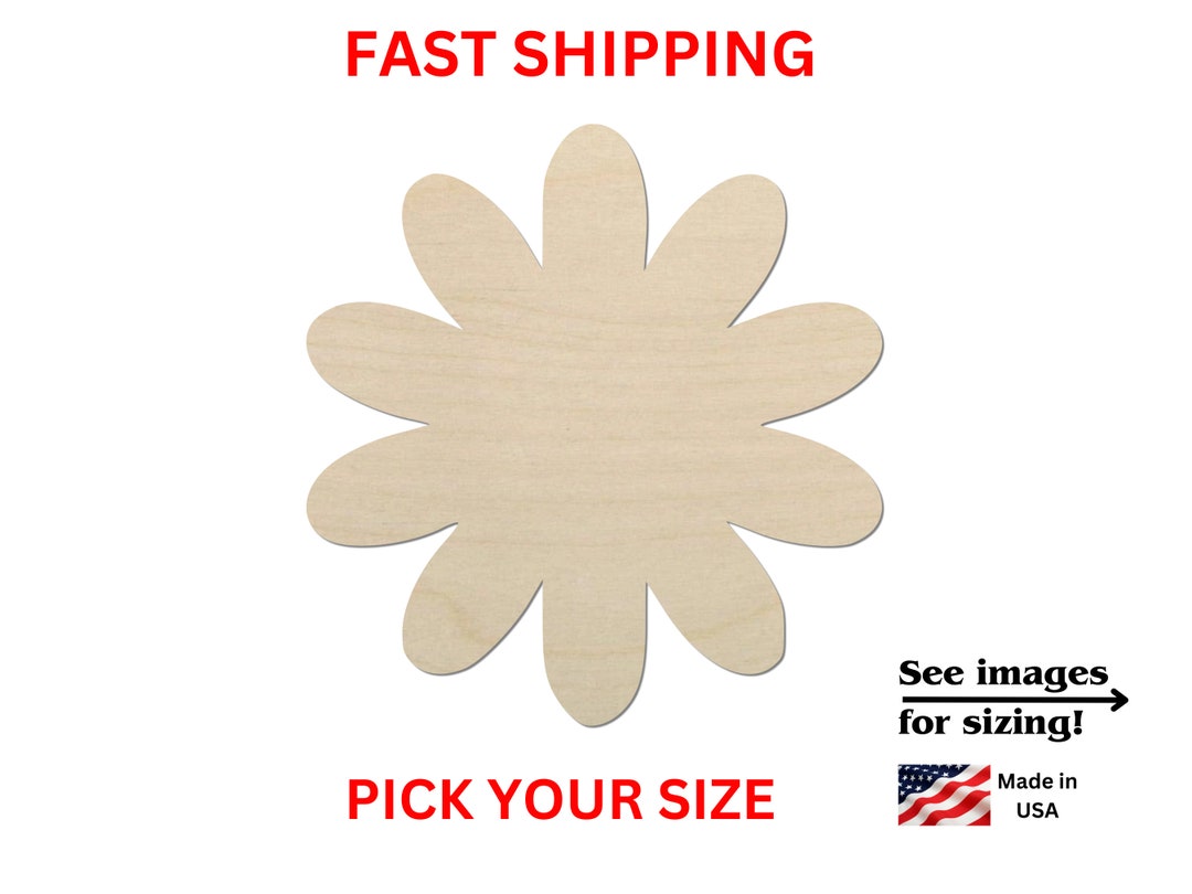 Unfinished Wooden Daisy Shape | Unfinished Wooden Daisy Flower Cutout ...