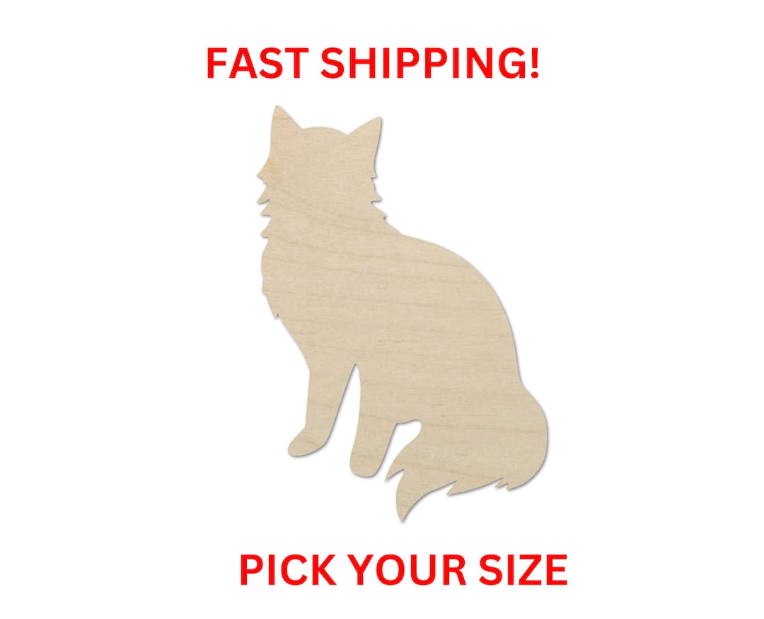 Unfinished Wooden Cat Shape | Sitting Cat Blank Cutout | Craft Supplies ...