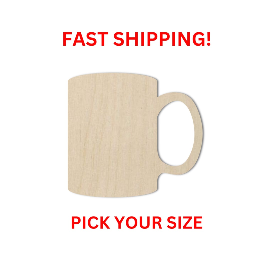 Unfinished Wooden Coffee Mug Shape | Tea Mug Cut Out | Craft Supplies ...