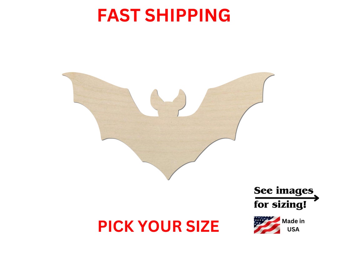Unfinished Wooden Bat Shape 12 | Halloween Bat Cutout | Craft Supplies ...
