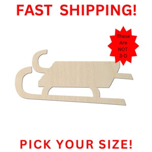 Unfinished Wooden Sled Shape | Winter Snow Sled Cutout | Sled Wooden ...