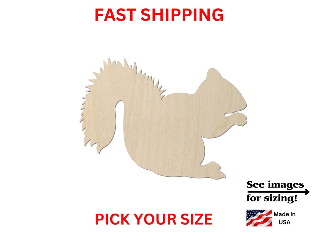 Unfinished Wooden Squirrel Shape | Squirrel Wood Cutout Shape | Laser ...