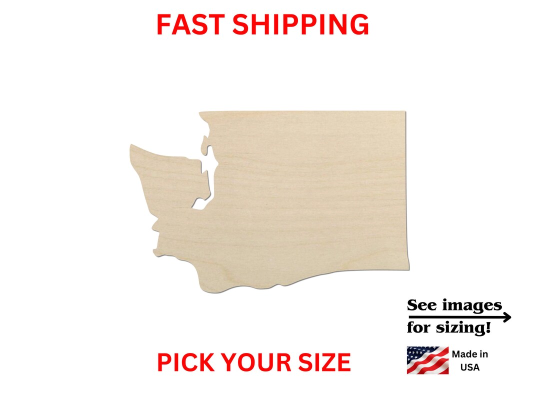 Unfinished Wooden Washington State Shape | USA State Cutout | Crafting ...