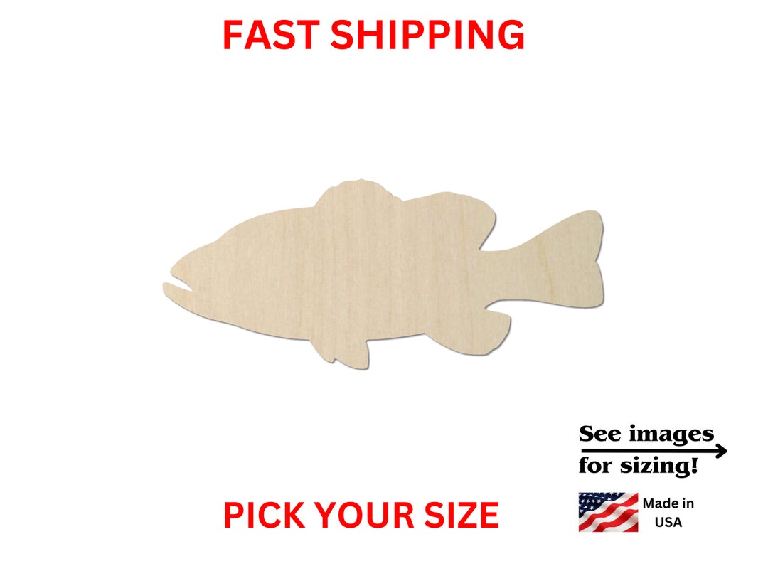 Unfinished Wooden Bass Fish Shape | Bass Fish Cutout | Crafting Blanks ...