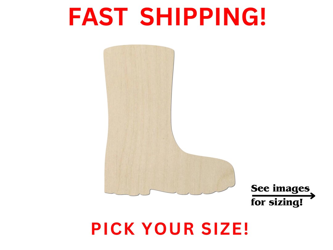 Unfinished Wooden Mud Rain Boot Shape 02 | Boot Blank Cutout | Craft ...