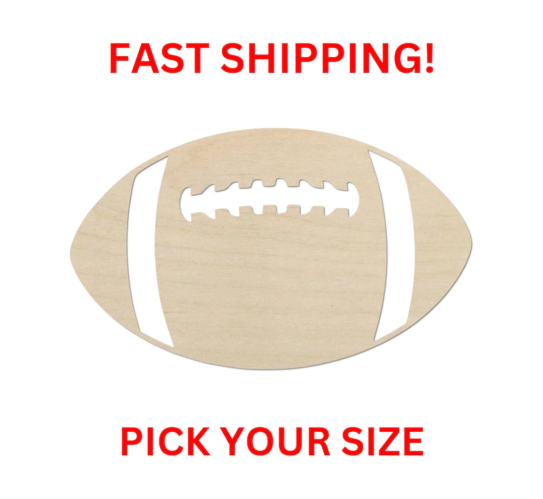 Unfinished Wooden Football Cutout Laces Shape - Pick Size - Crafty ...