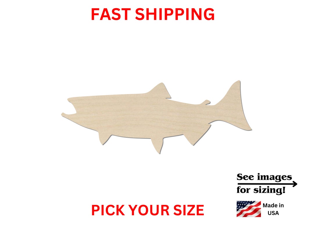 Unfinished Wooden Salmon Fish Shape | Salmon Fish Cutout | Crafting ...
