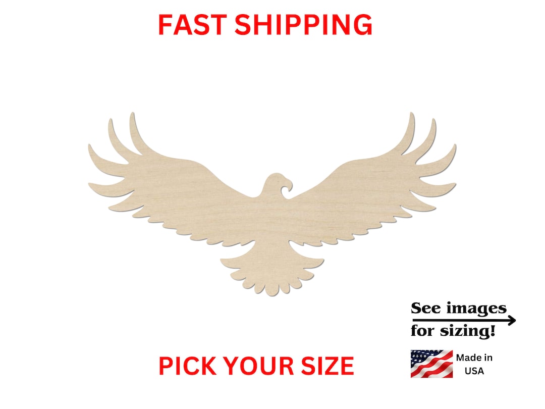 Unfinished Wooden Eagle Shape | Bald Eagle Wood Cutout Shape | Laser ...