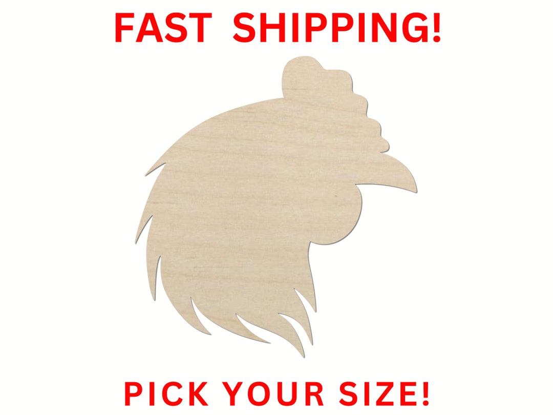 Unfinished Wooden Chicken Head Shape | Chicken Head Wood Cutout Shape ...