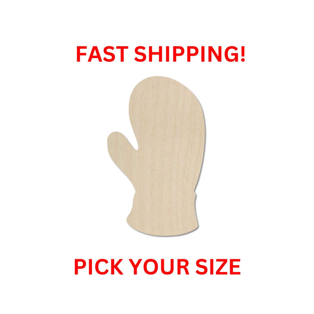 Unfinished Wooden Mitten Shape | Winter Mitten Cutout | Craft Supplies ...