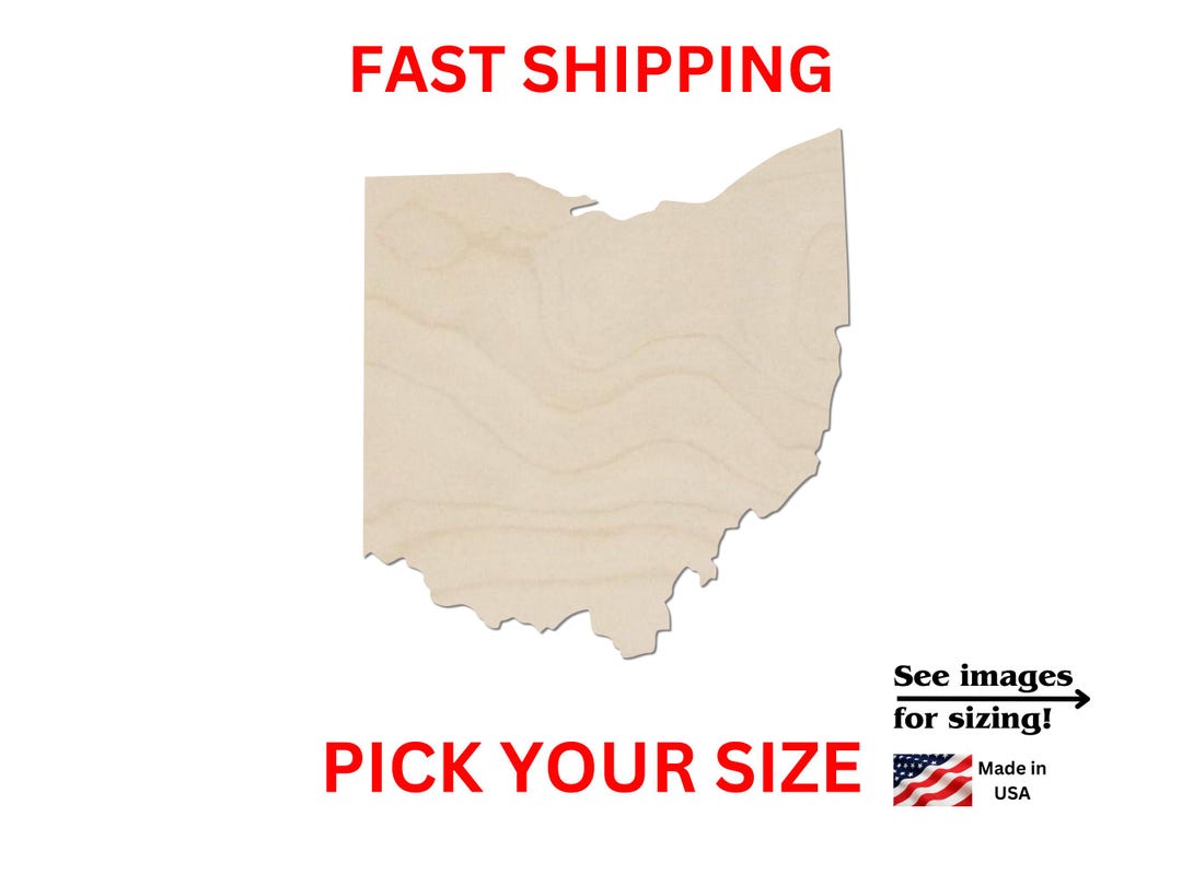 Unfinished Wooden Ohio State Shape | USA State Cutout | Crafting ...