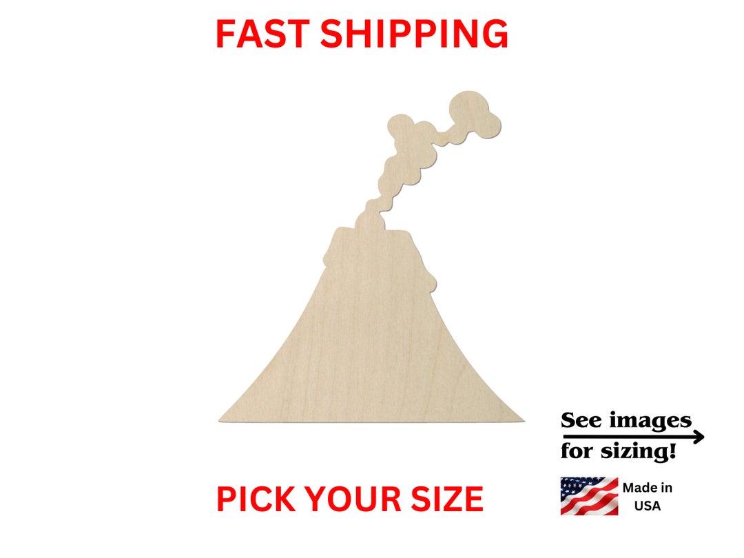Unfinished Wooden Volcano Shape | Volcano Erupting Blank Cutout | Laser ...