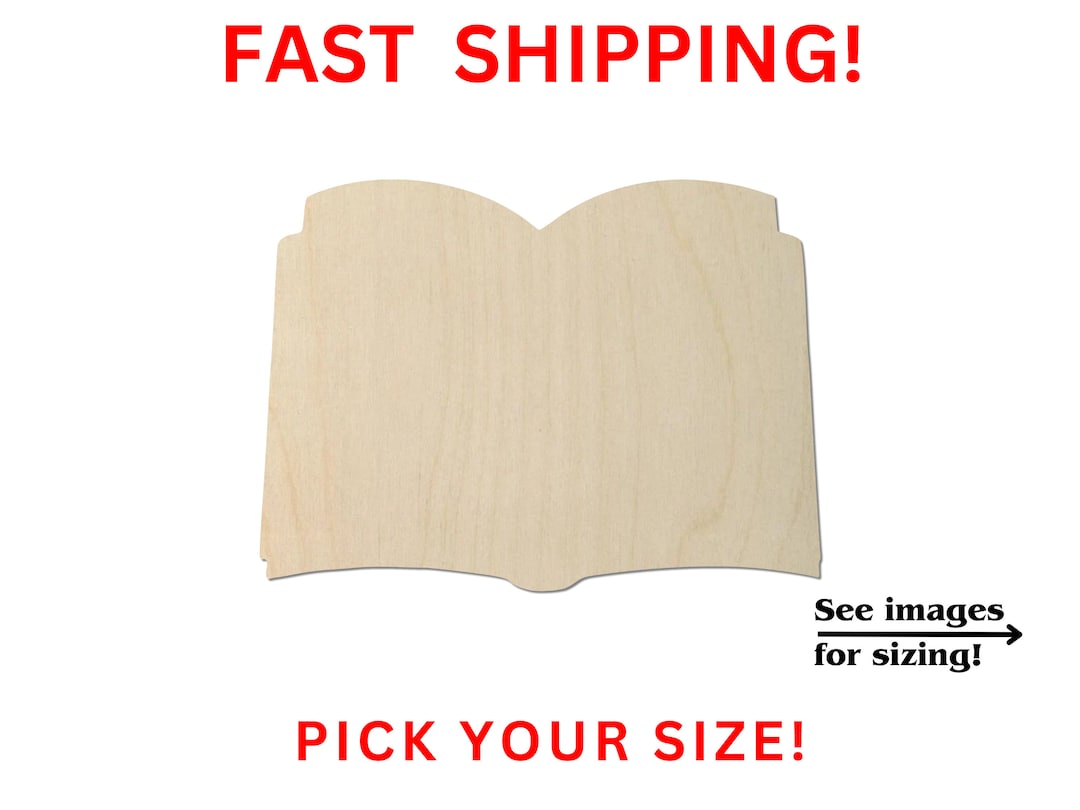 Unfinished Wooden Open Book Shape | Unfinished Wooden Book Cutout ...