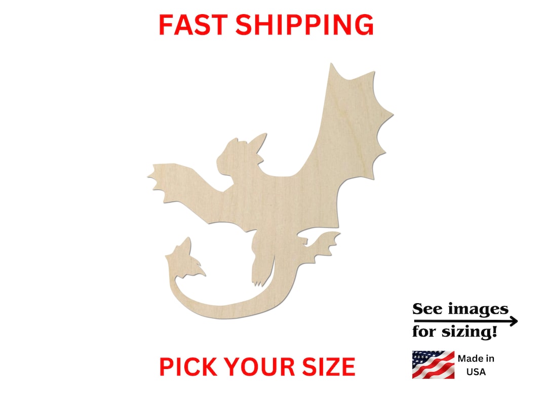 Unfinished Wooden Dragon Shape | Mythical Cutout | Dragon Cutout ...