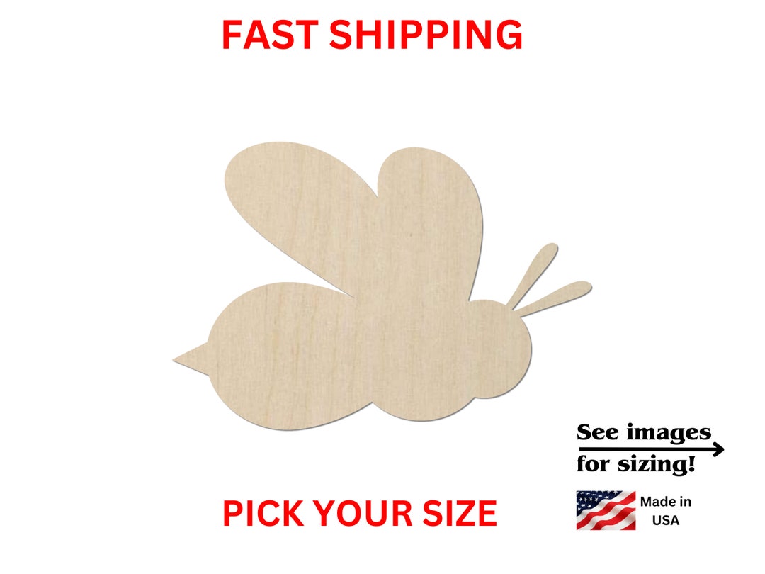 Unfinished Wooden Bee Shape 01 | Bee Wood Cutout Shape | Laser Cut ...