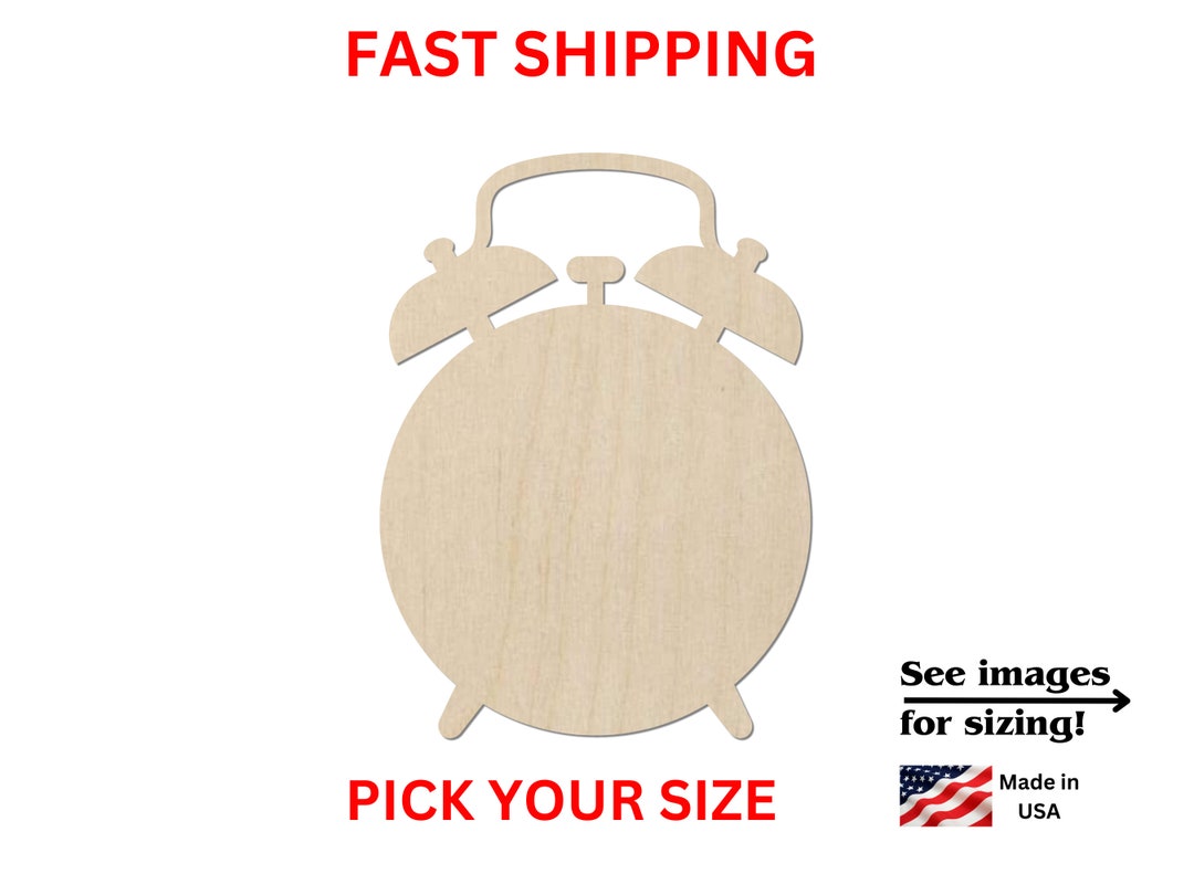 Unfinished Wooden Alarm Clock Shape | Alarm Clock Cut Out | Wood Craft ...