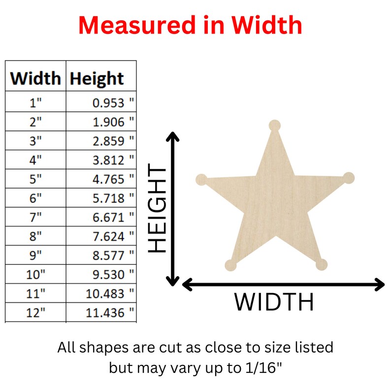 Unfinished Wooden Sheriff Badge Shape | Sheriff Star Badge Blank Cutout ...