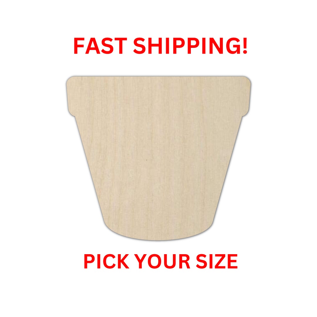 Unfinished Wooden Flower Pot Shape | Flower Pot Cut Out | Wood Craft ...