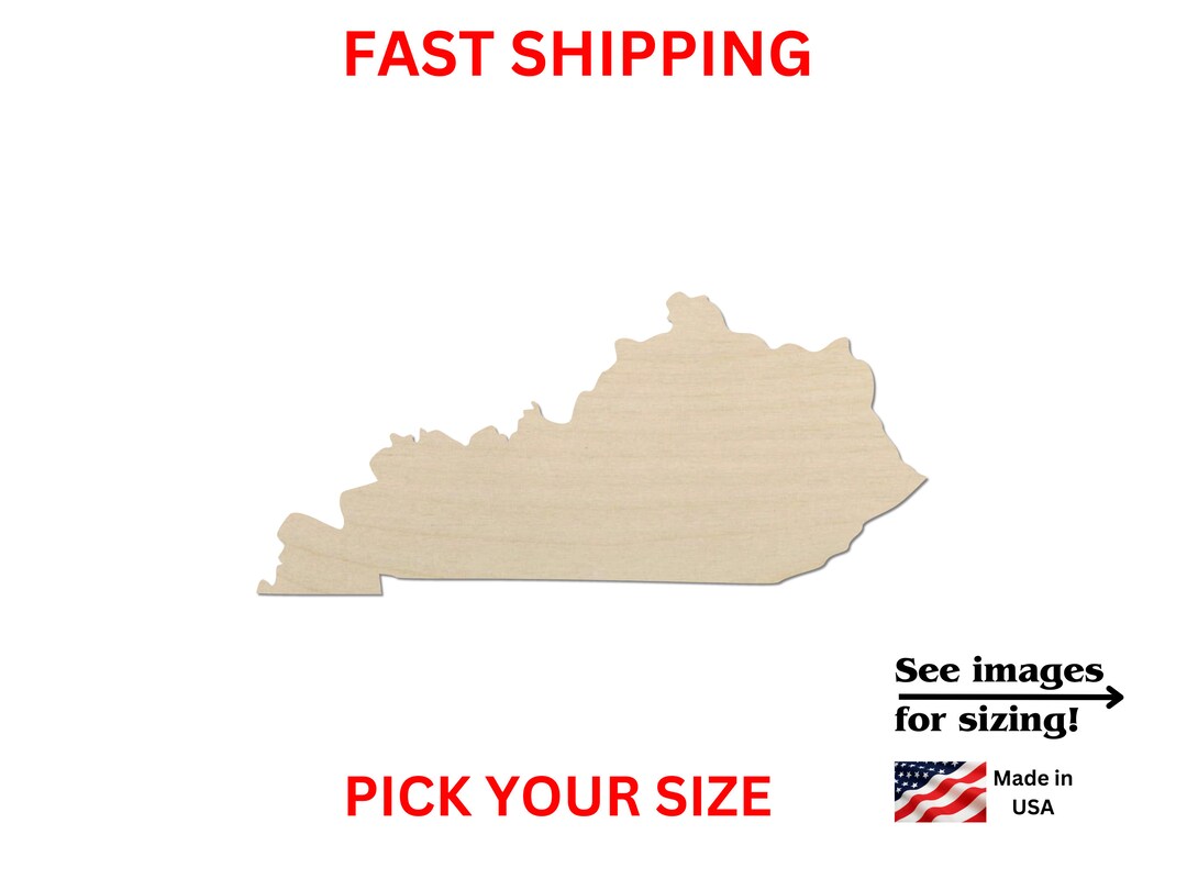 Unfinished Wooden Kentucky State Shape | Wood Kentucky State Cutout ...