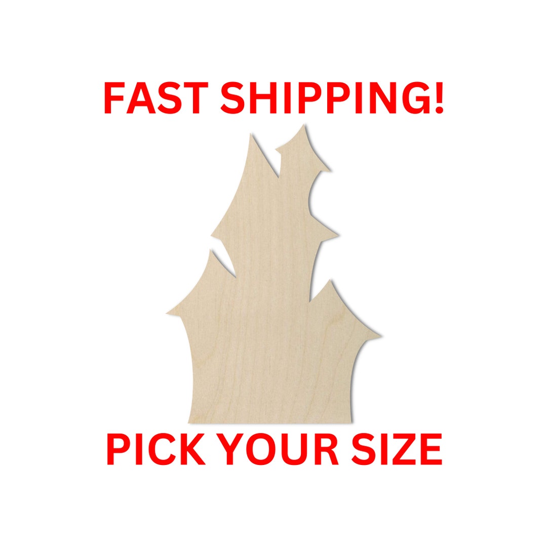 Unfinished Wooden Haunted House Shape | Halloween Cutout | DIY Craft ...