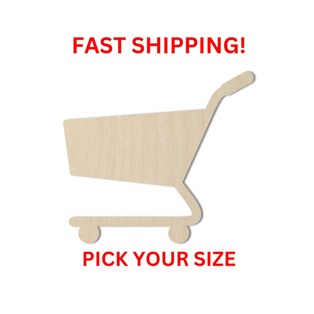 Unfinished Wooden Shopping Cart Shape | Shopping Cart Cutout | Craft ...